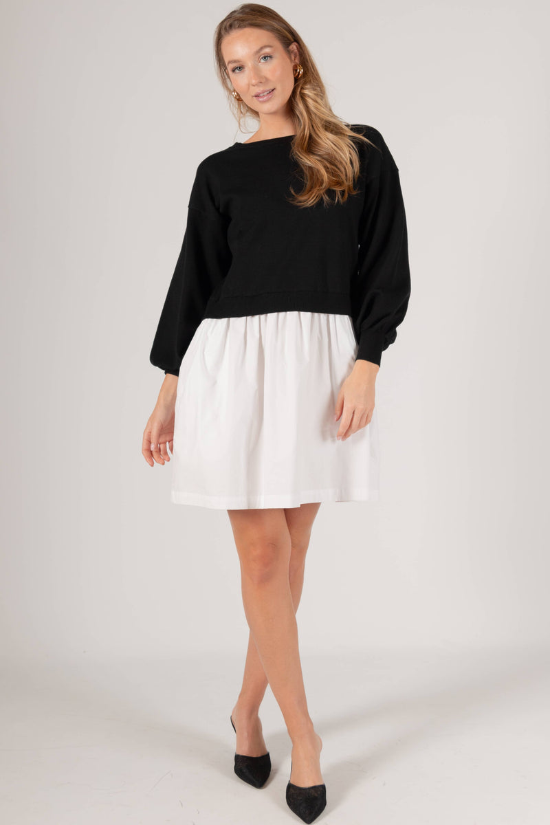 ELLA SWEATSHIRT POPLIN DRESS / BLACK – Raiment Loft